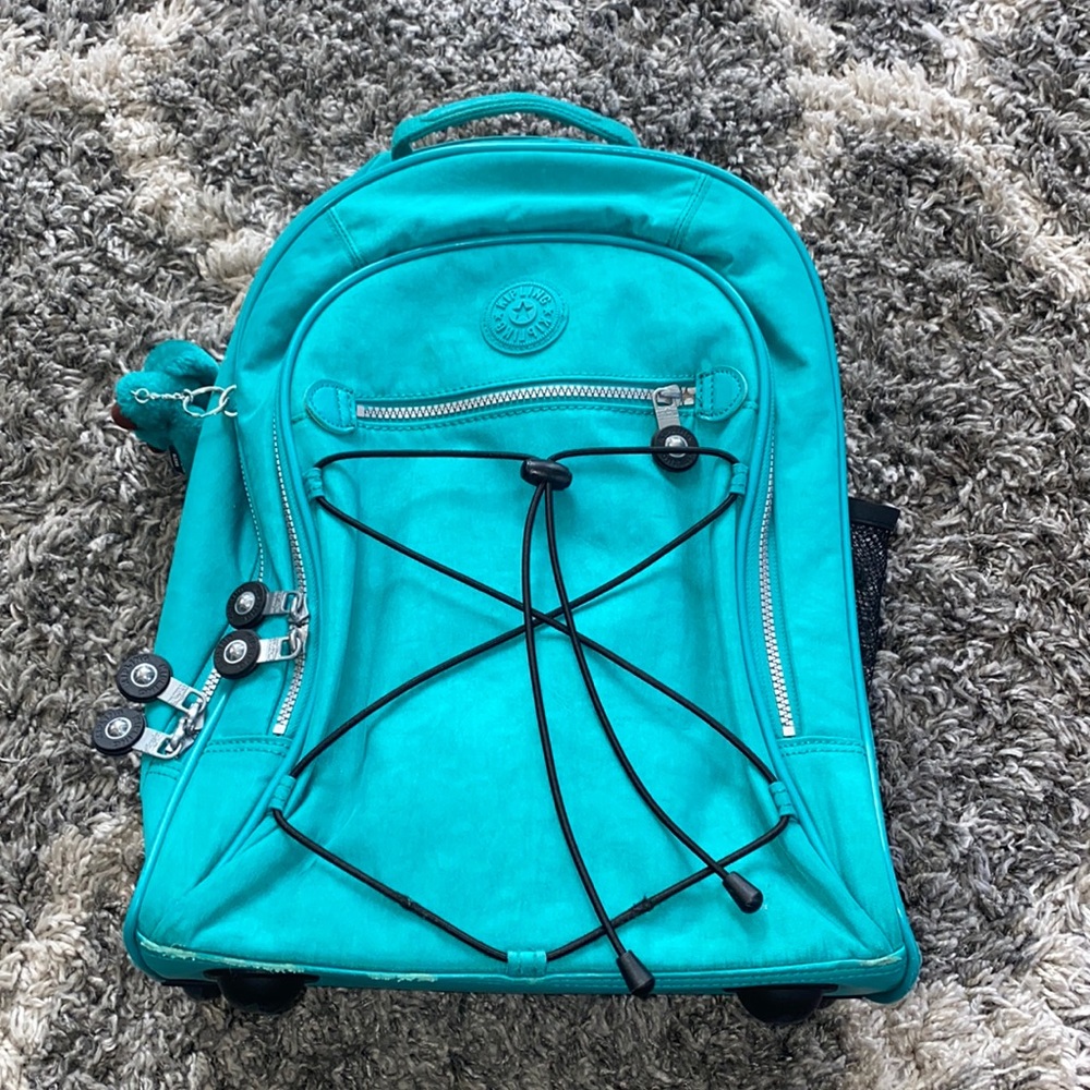Kipling Rolling Backpack Teal (See Spot On The Inside… - Gem